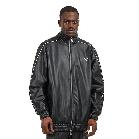 Puma - T7 Oversized Pleather Track Jacket (Black) | HHV