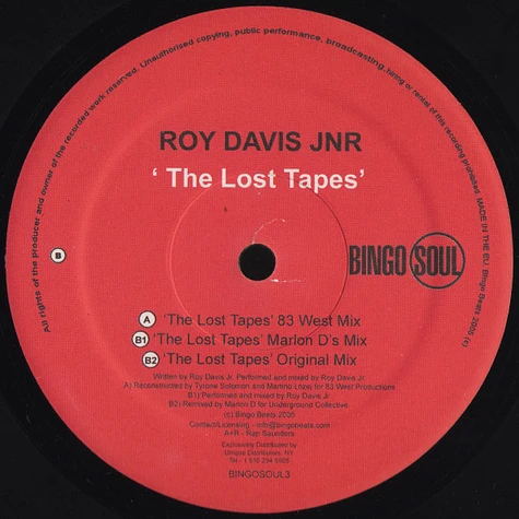 Roy Davis Jr. - The Lost Tapes - Vinyl 12" - 2005 - US - Original | HHV