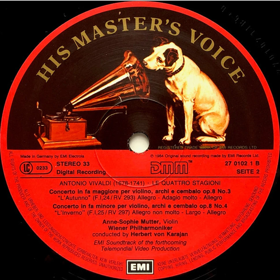 Antonio Vivaldi, Anne-Sophie Mutter, Herbert Von Karajan, Wiener ...