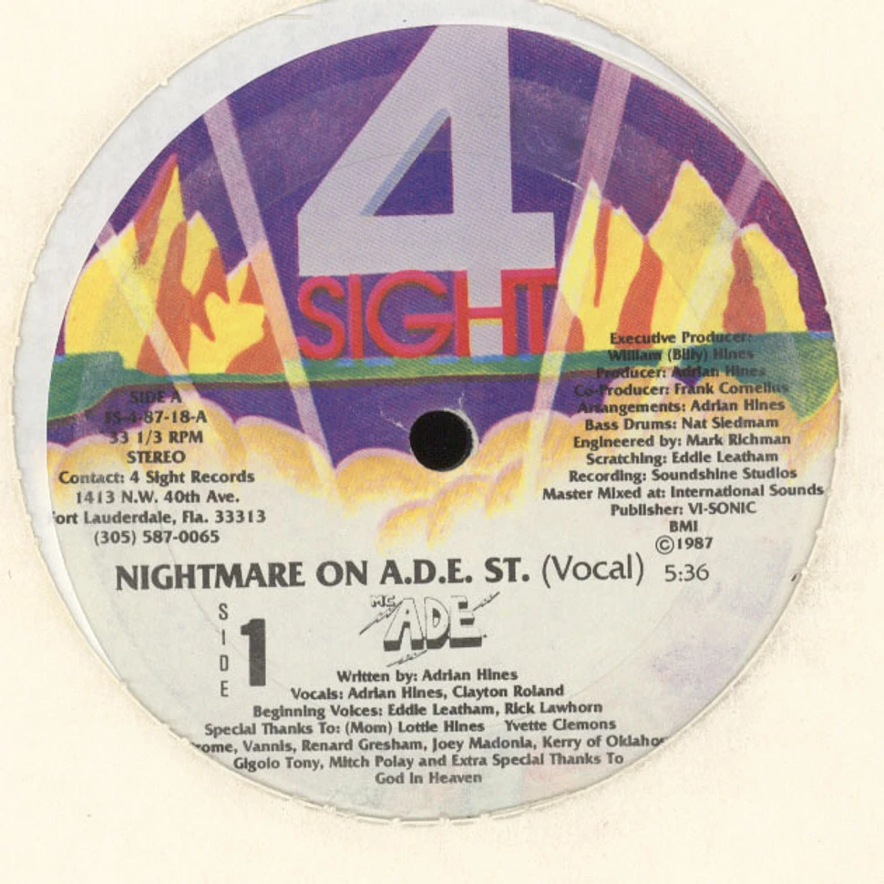 MC ADE - Nightmare On A.D.E. St. - Vinyl 12" - 1987 - US - Original | HHV