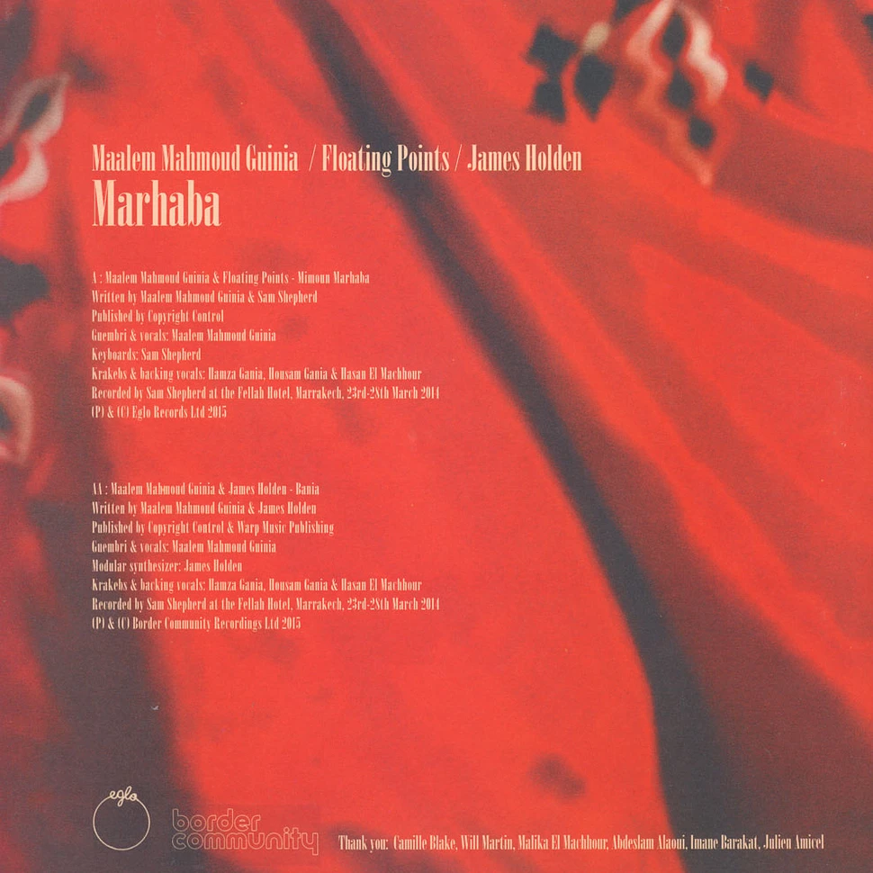 Maalem Mahmoud Guinia, Floating Points & J. Holden - Marhaba EP - Vinyl ...