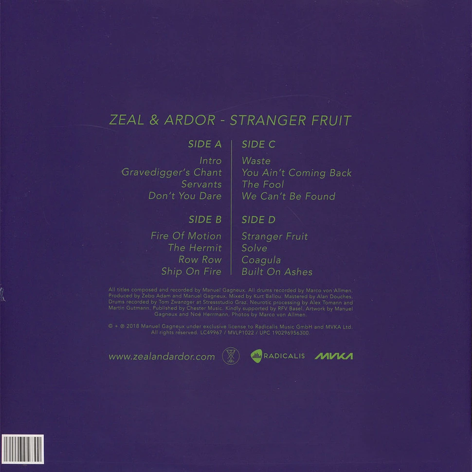 Zeal & Ardor - Stranger Fruit Black Vinyl Edition - Vinyl 2LP - 2018 ...