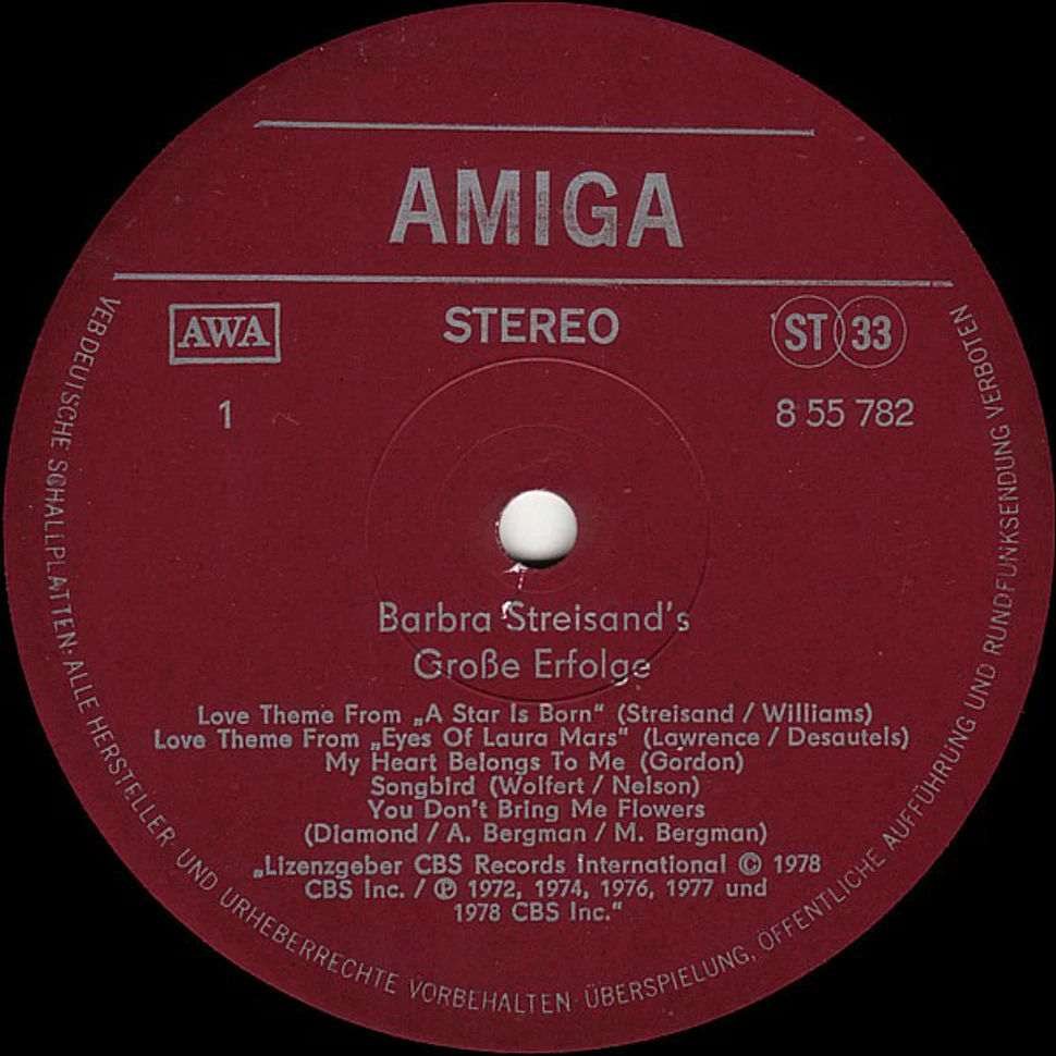 Barbra Streisand - Barbra Streisand's Große Erfolge - Vinyl LP - 1981 - GDR - Original | HHV