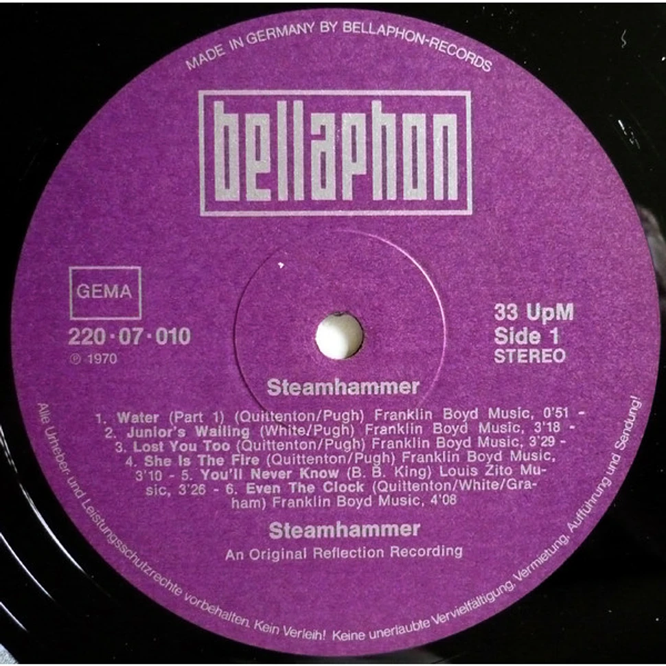 Steamhammer - Steamhammer - Vinyl LP - 1969 - DE - Reissue | HHV