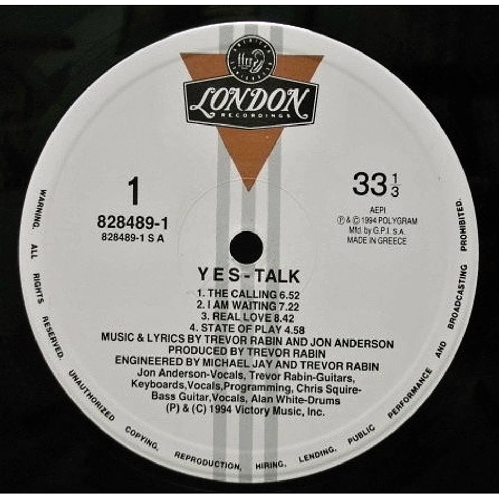 Yes - Talk - Vinyl LP - 1994 - GR - Original | HHV