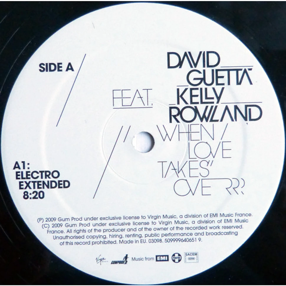 David Guetta Feat. Kelly Rowland - When Love Takes Over - Vinyl 12 ...