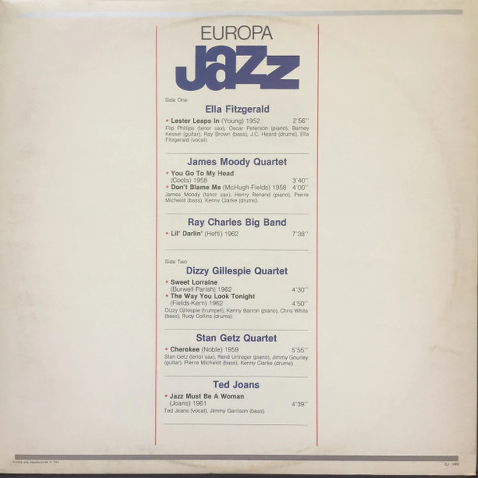 Ella Fitzgerald, Barney Kessel, Oscar Peterson, James Moody, Ray ...