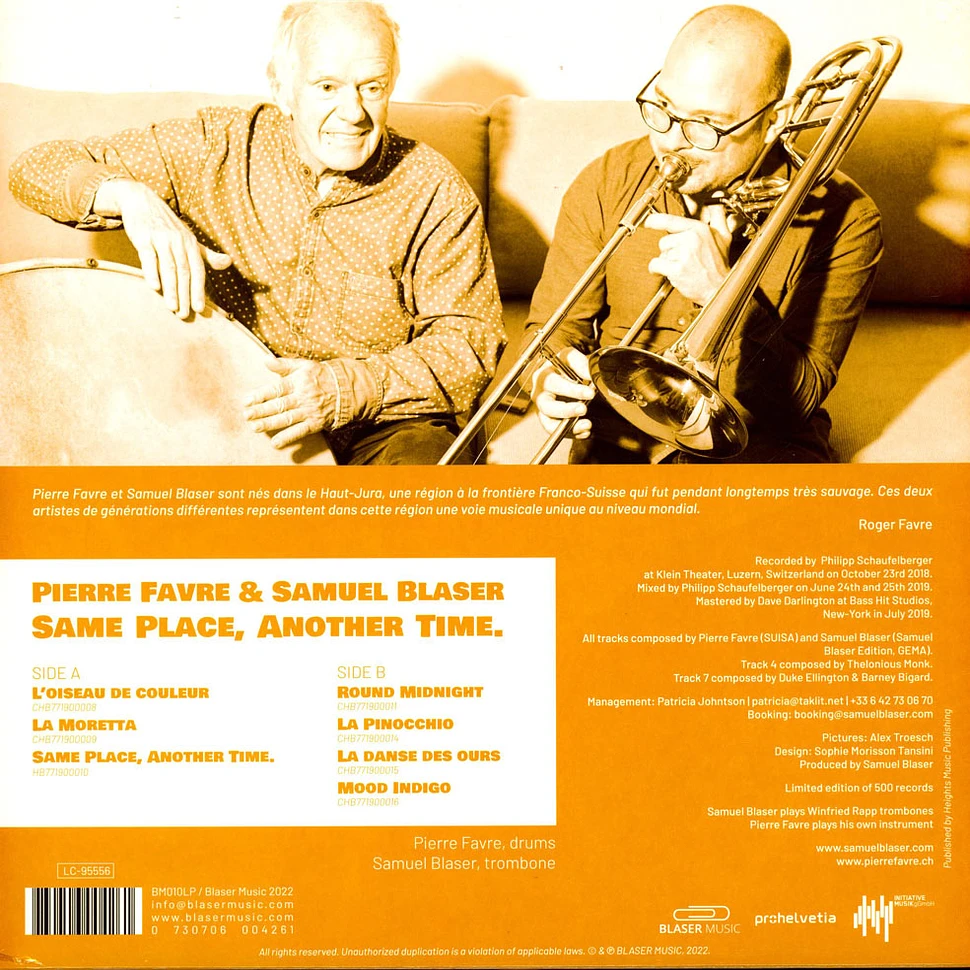 Pierre Favre & Samuel Blaser - Same Place, Another Time - Vinyl LP ...