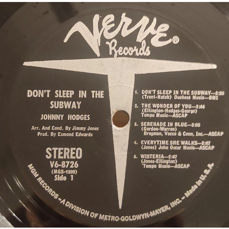 Johnny Hodges - Don't Sleep In The Subway - Vinyl LP - 1967 - US ...