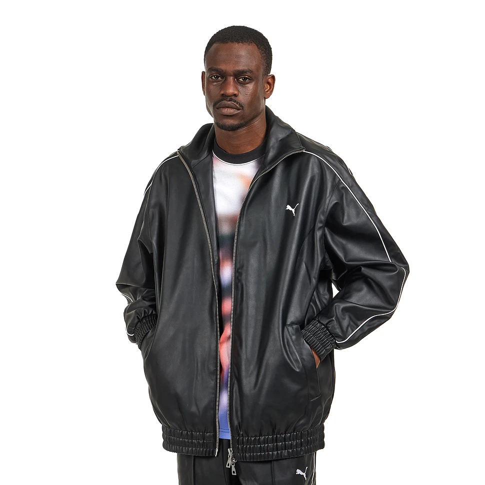 Puma - T7 Oversized Pleather Track Jacket (Black) | HHV