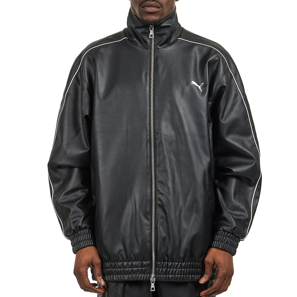 Puma - T7 Oversized Pleather Track Jacket (Black) | HHV