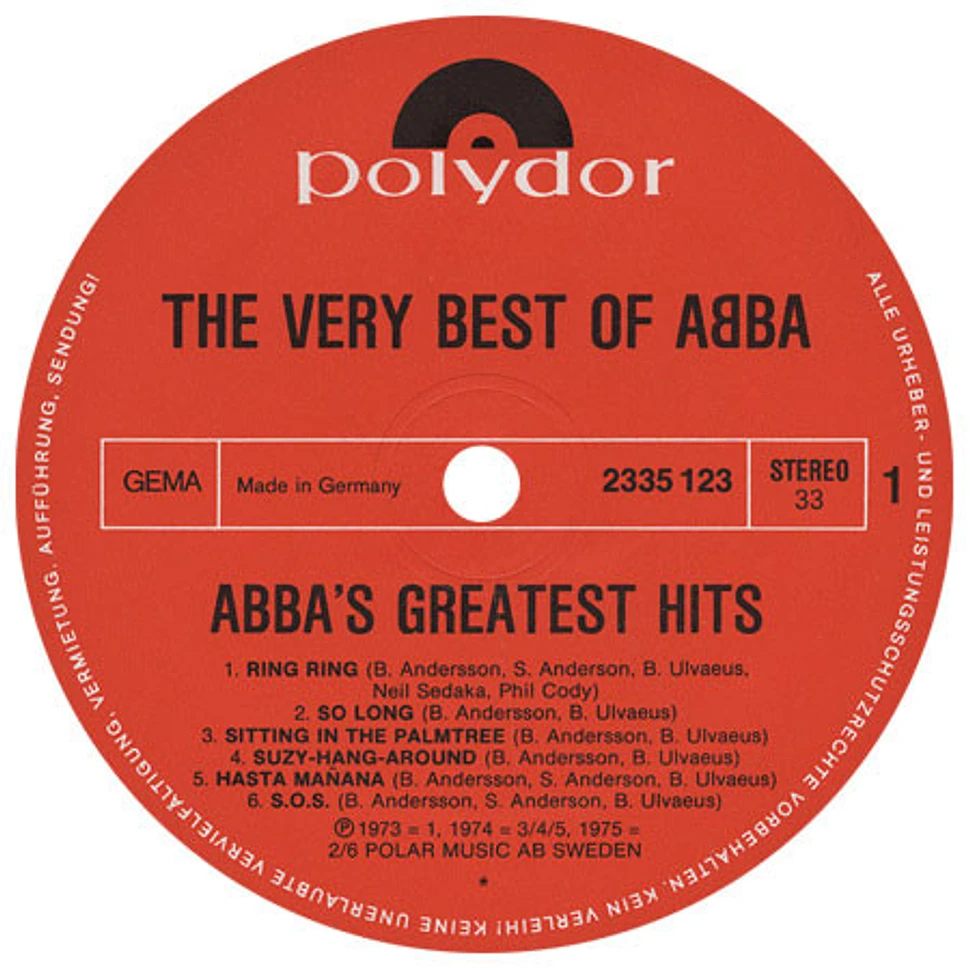 ABBA - The Very Best Of ABBA (ABBA's Greatest Hits) - Vinyl 2LP - 1976 ...