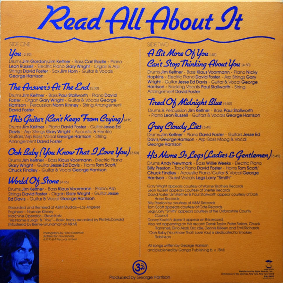 George Harrison - Extra Texture (Read All About It) - Vinyl LP - 1975 ...