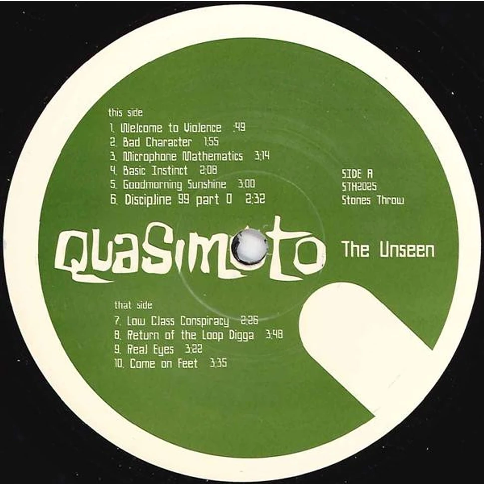 Quasimoto - The Unseen - Vinyl 2LP - 2007 - US - Reissue | HHV