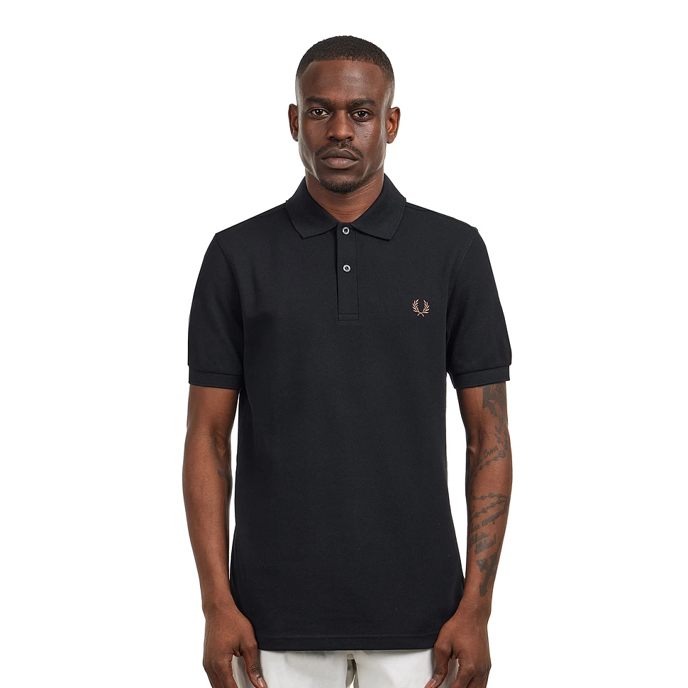 Fred Perry - Plain Fred Perry Shirt (Black / Whisky Brown) | HHV