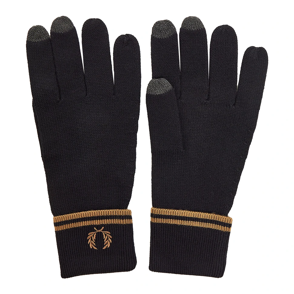 Fred Perry - Twin Tipped Merino Wool Gloves (Black / Shaded Stone) | HHV