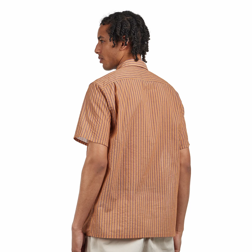 Beams Plus - Open Collar Bumpy Stripe (Orange) | HHV