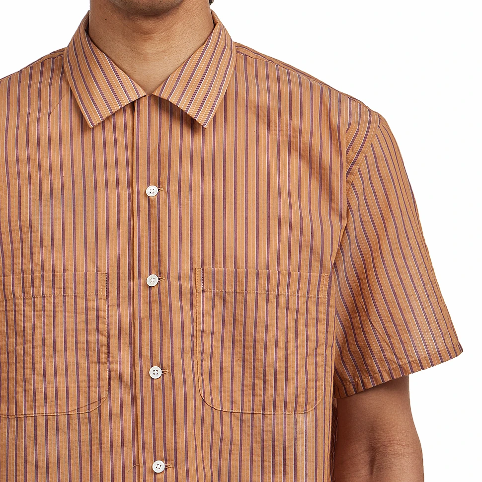 Beams Plus - Open Collar Bumpy Stripe (Orange) | HHV