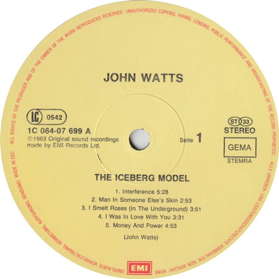 John Watts - The Iceberg Model - Vinyl LP - 1983 - EU - Original | HHV