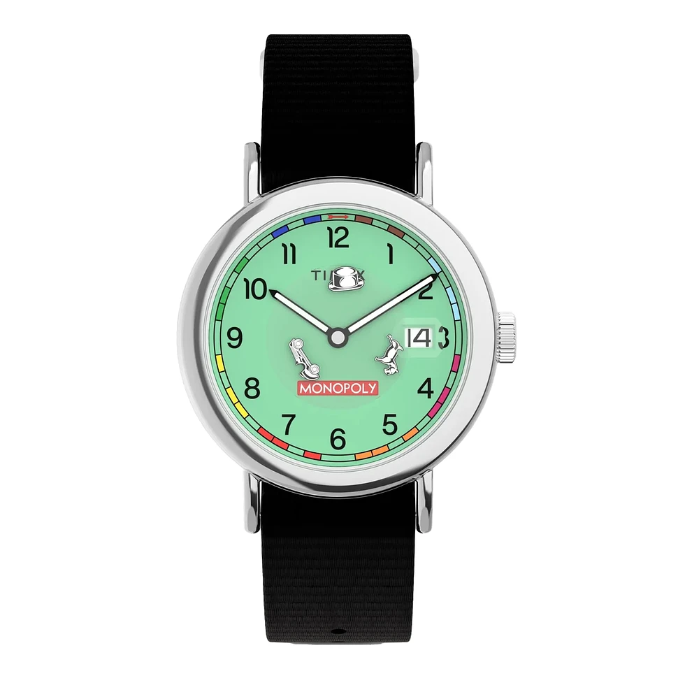 Timex x Monopoly - Weekender 37mm Watch (Silver Tone Case / Green Dial ...