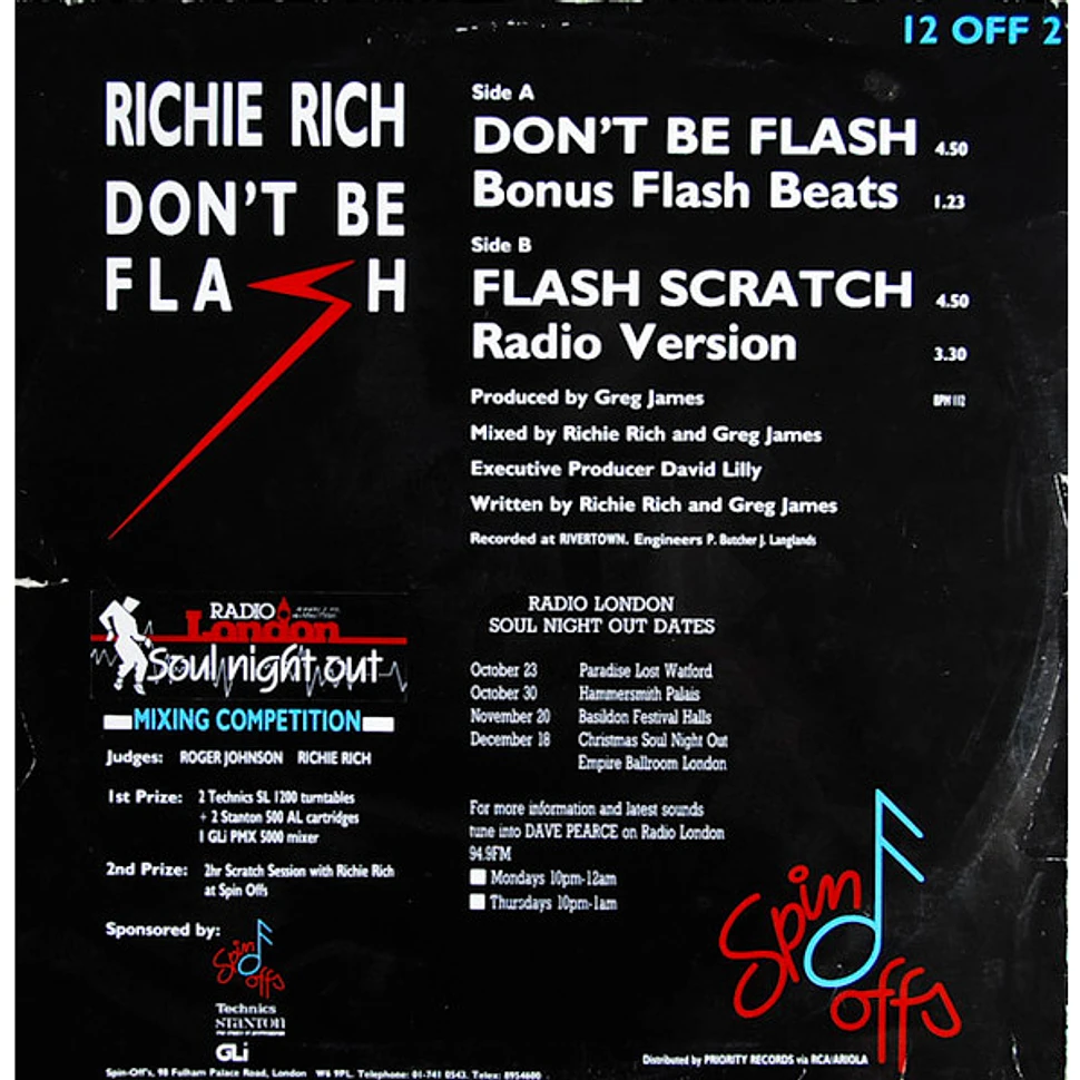 Richie Rich - Don't Be Flash - Vinyl 12" - 1986 - UK - Original | HHV