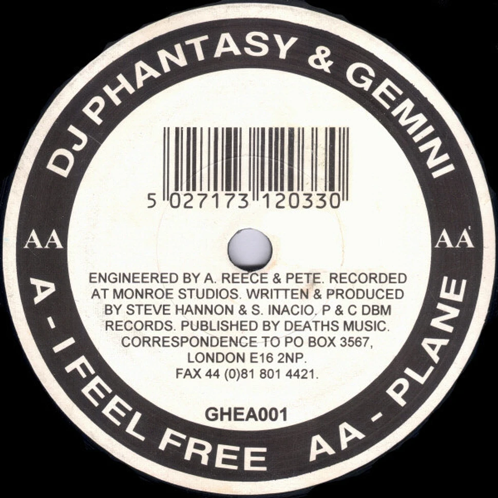 DJ Phantasy & DJ Gemini - I Feel Free / Plane - Vinyl 10" - 1994 - UK ...