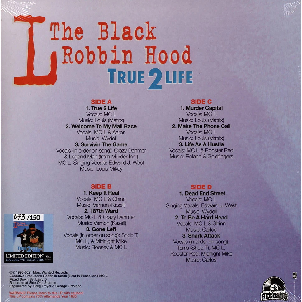L The Black Robbin Hood - True 2 Life - Vinyl LP - 1996 - EU - Reissue ...