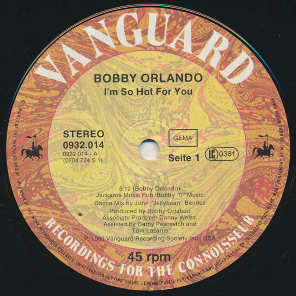 Bobby Orlando - I'm So Hot For You (Dance Mix) - Vinyl 12" - 1982 - DE ...
