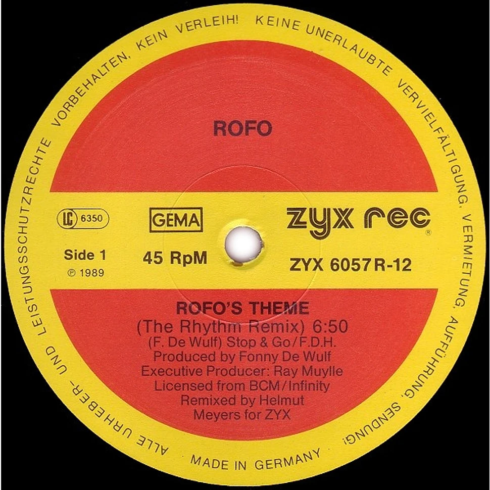 Rofo - Rofo's Theme (Let's Go) (The Rhythm Remix) - Vinyl 12" - 1989 ...