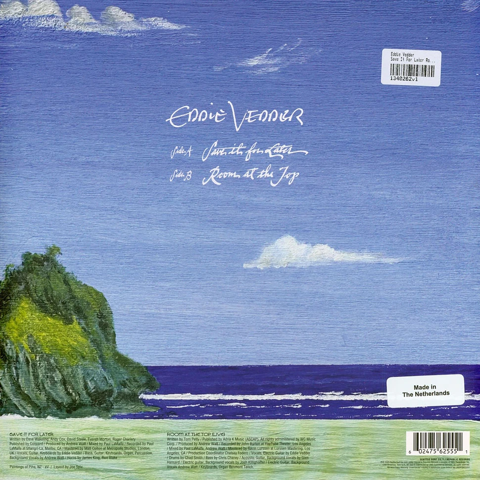 Eddie Vedder - Save It For Later Room At The Top Limited Edition ...