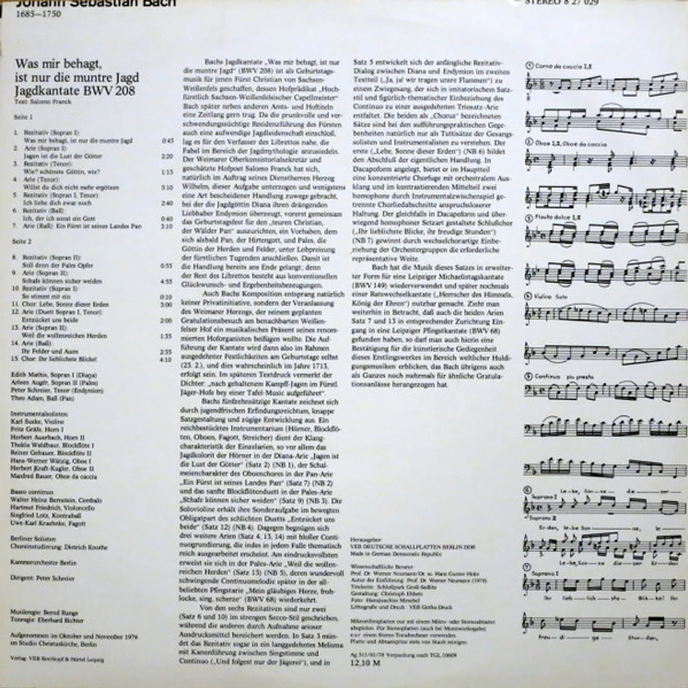 Johann Sebastian Bach, Edith Mathis, Arleen Auger, Peter Schreier, Theo ...