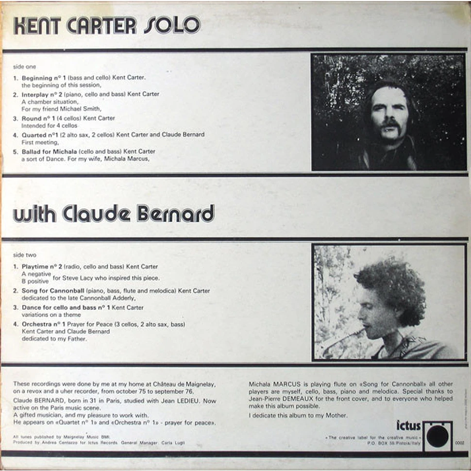 Kent Carter With Claude Bernard - Kent Carter Solo With Claude Bernard ...