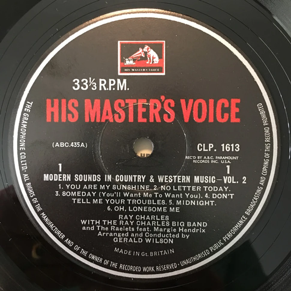 Ray Charles - Modern Sounds In Country And Western Music Volume Two ...
