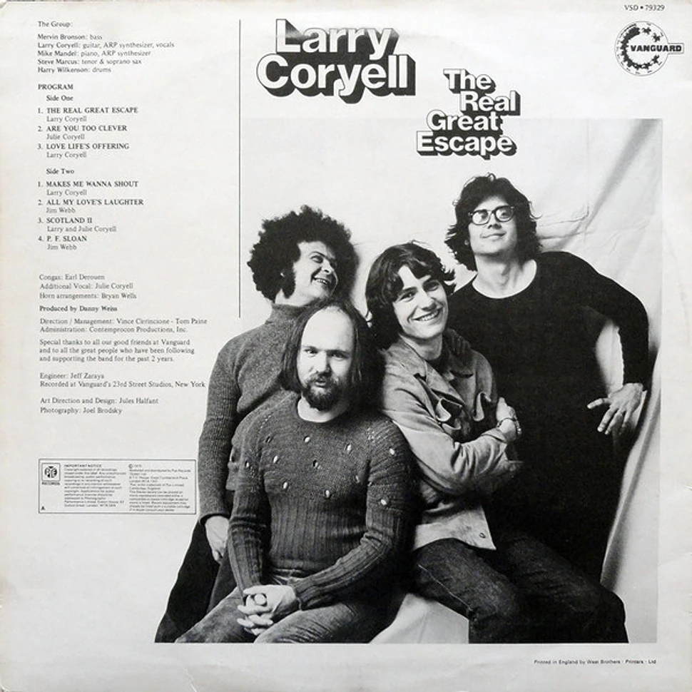 Larry Coryell - The Real Great Escape - Vinyl LP - 1973 - UK - Reissue ...