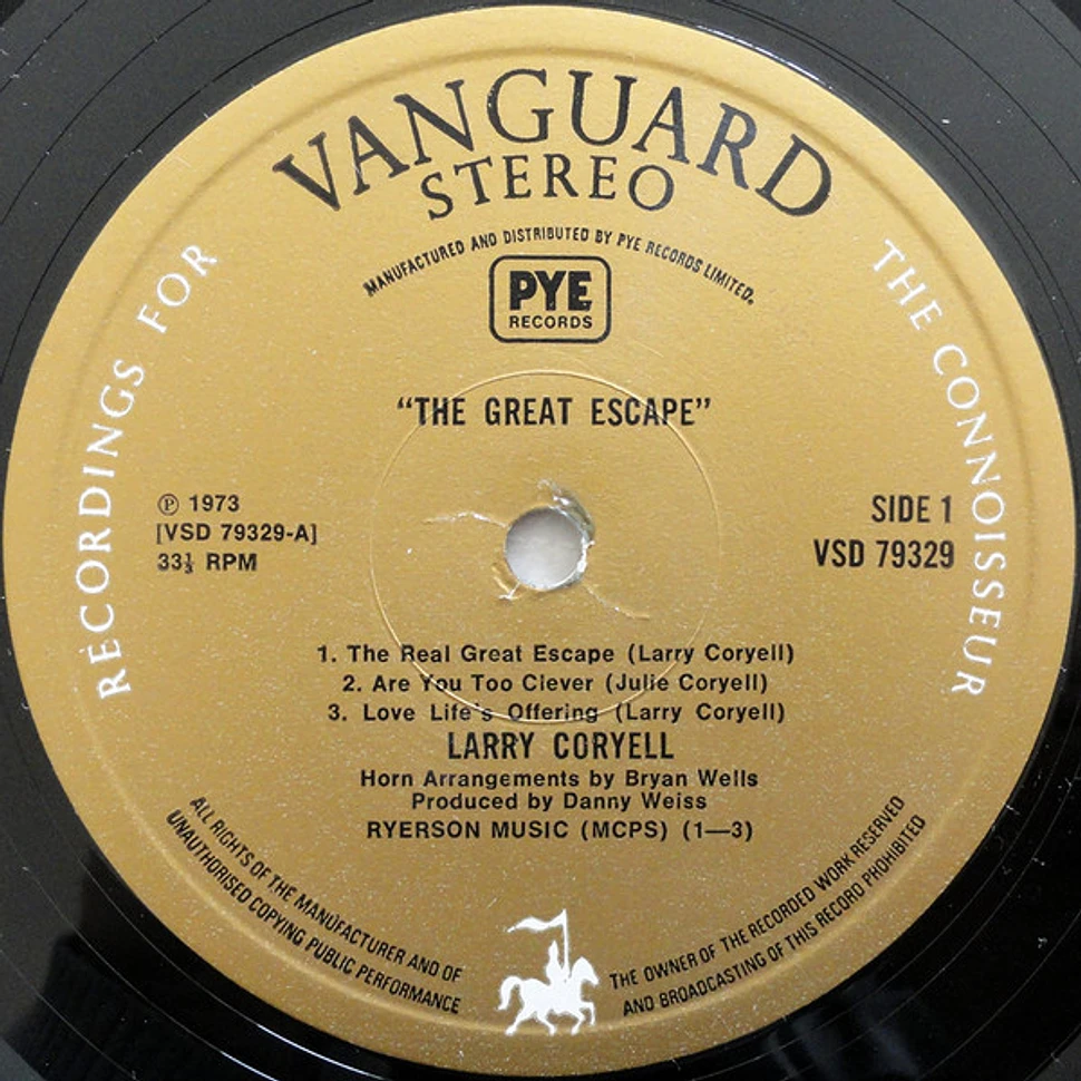 Larry Coryell - The Real Great Escape - Vinyl LP - 1973 - UK - Reissue ...