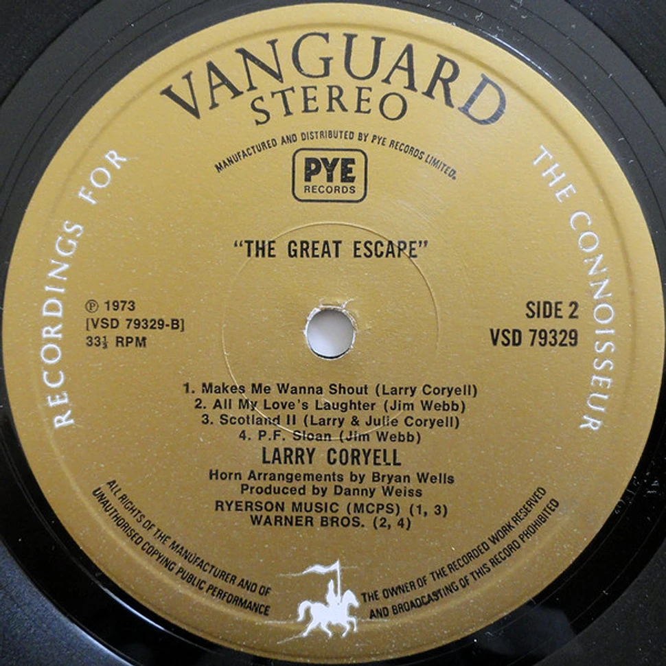 Larry Coryell - The Real Great Escape - Vinyl LP - 1973 - UK - Reissue ...
