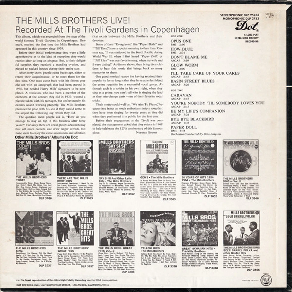 The Mills Brothers - The Mills Brothers Live! Recorded At The Tivoli ...