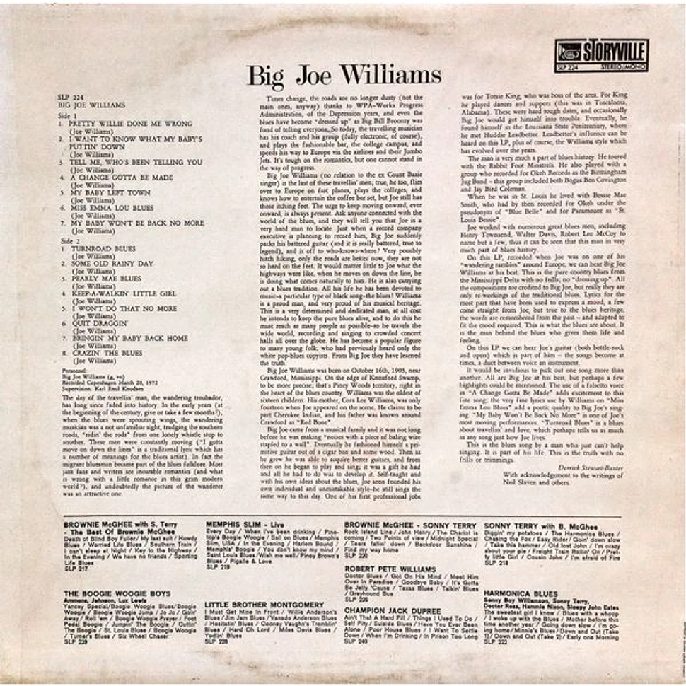 Big Joe Williams - Big Joe Williams - Vinyl LP - 1972 - DK - Original | HHV