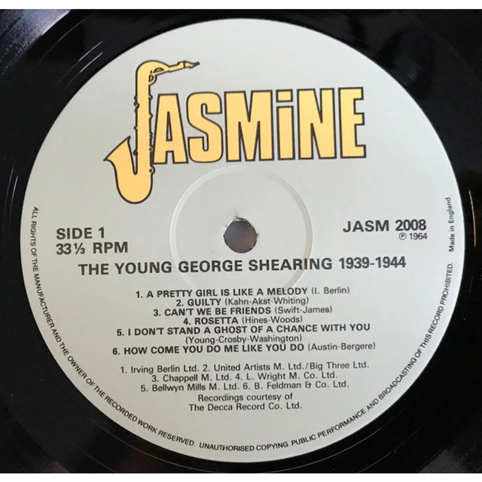 George Shearing - The Young George Shearing 1939-1944 - Vinyl LP - UK ...