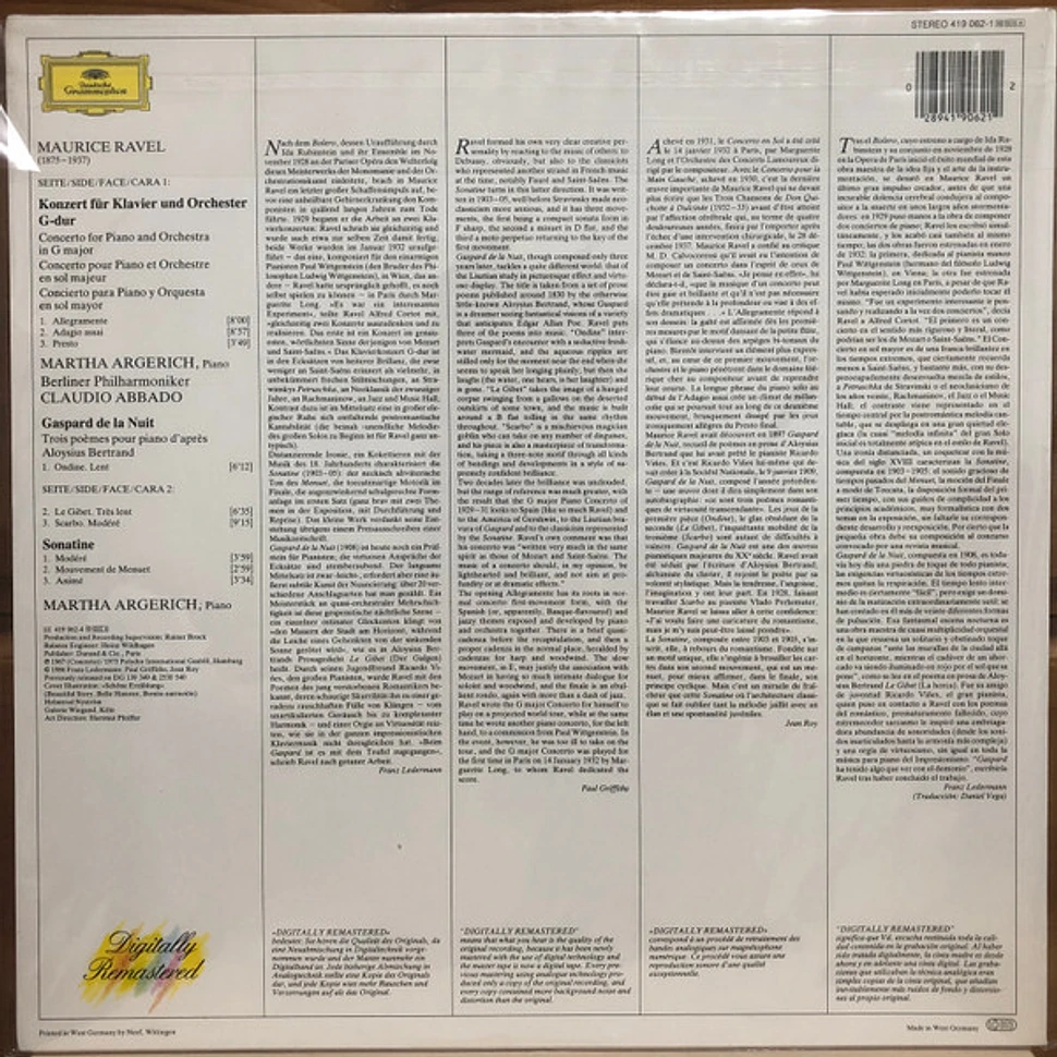 Maurice Ravel, Martha Argerich, Berliner Philharmoniker, Claudio Abbado ...