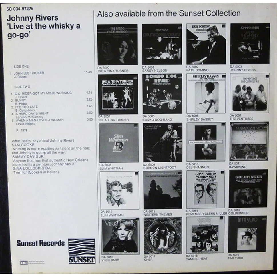 Johnny Rivers - Live At The Whiskey A Go Go - Vinyl LP - 1967 - NL ...