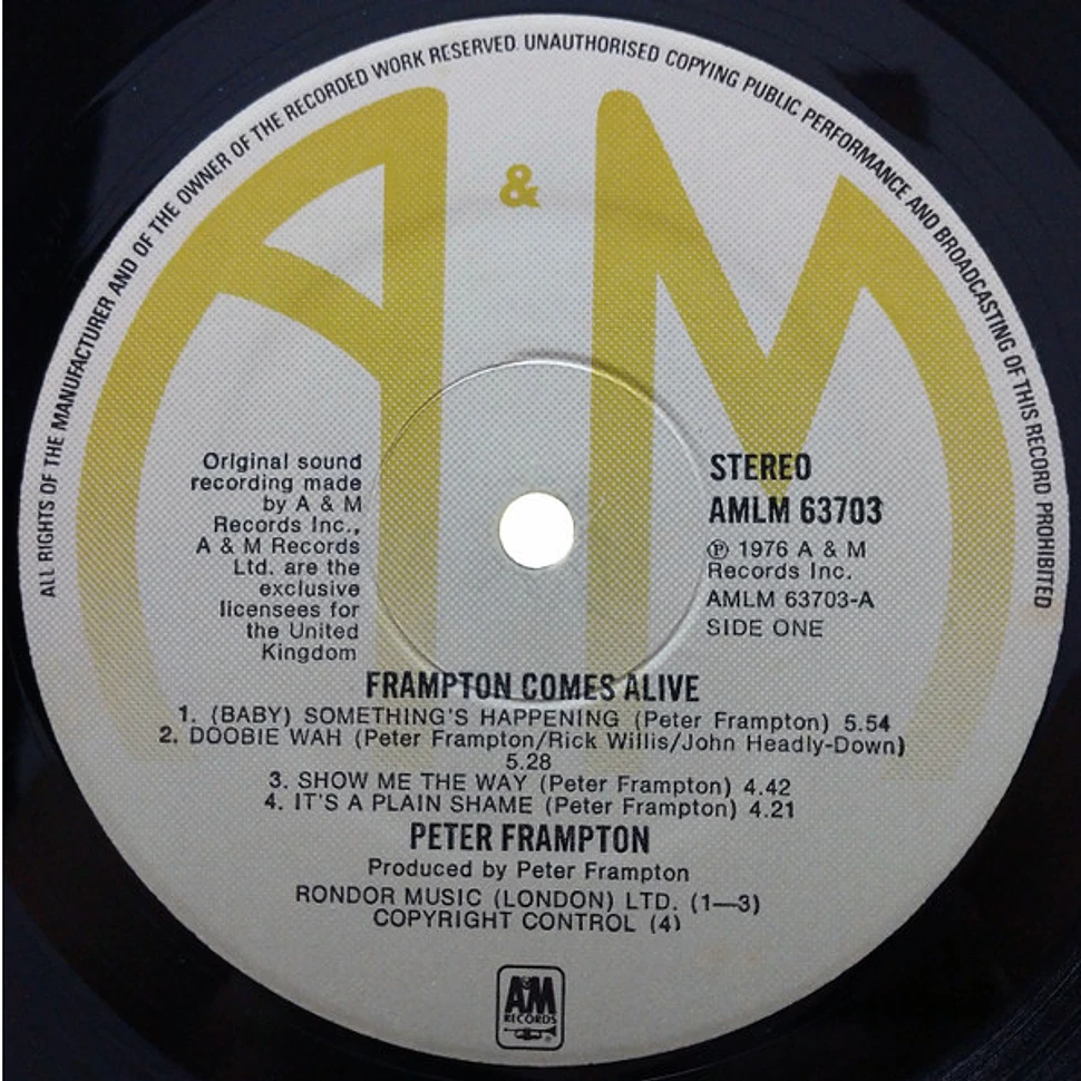 Peter Frampton Frampton Comes Alive Vinyl 2lp 1976 Uk