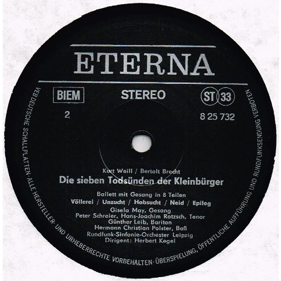 Bertolt Brecht, Kurt Weill, Gisela May - Die 7 Todsünden Der ...