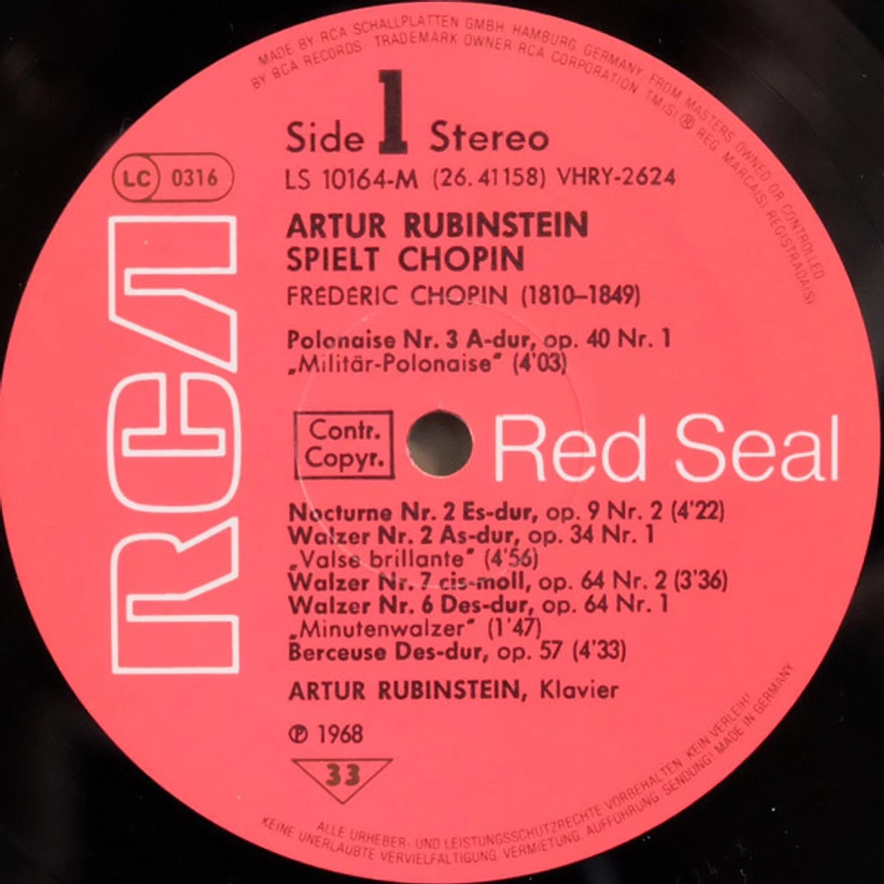 Frédéric Chopin – Arthur Rubinstein - Chopin - Rubinstein - Vinyl LP ...